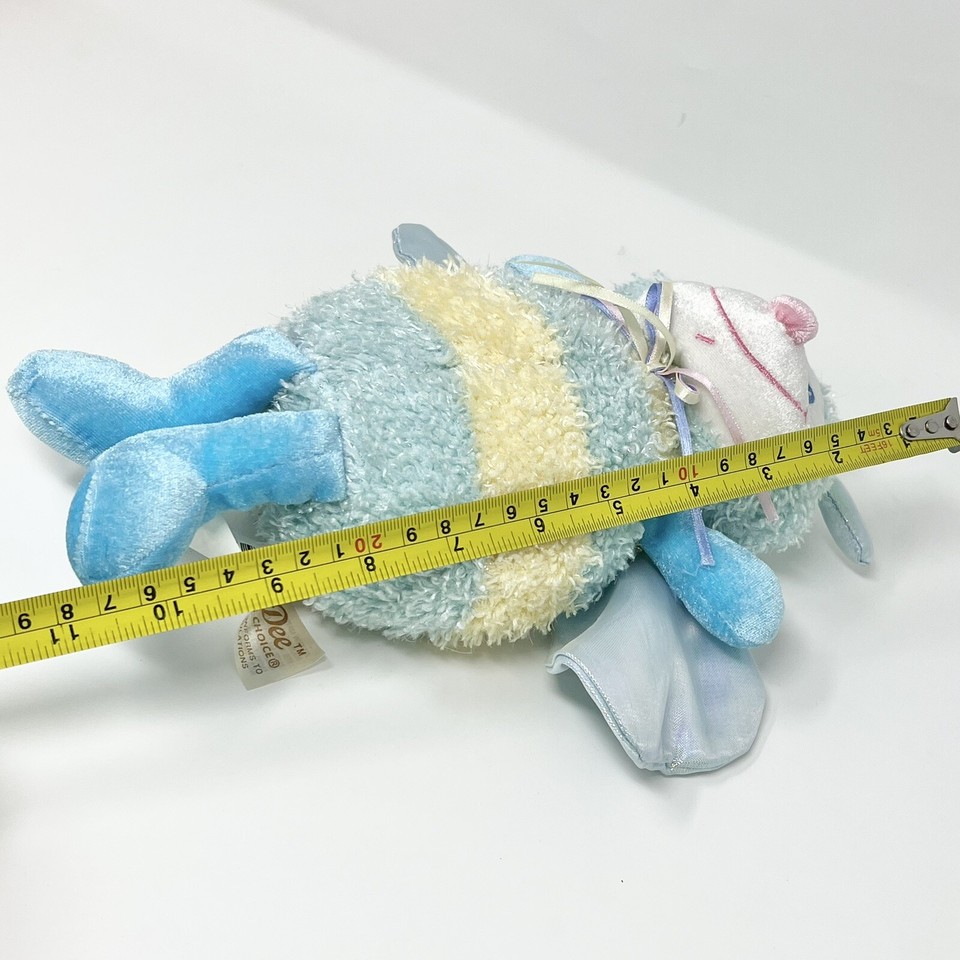 Yellow Blue Bumble Bee Smiling 10” Dandee Plush Soft Stuffed Animal ...