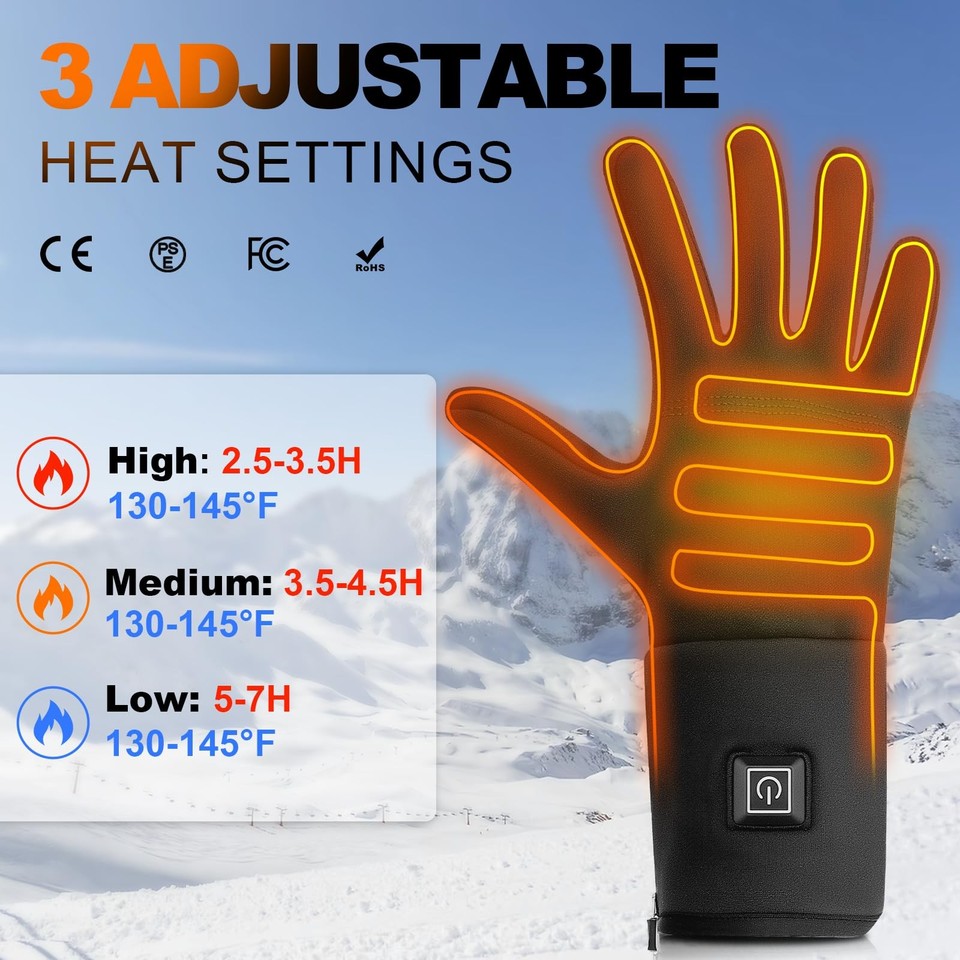 Heated Gloves for Men , Rechargeable Heated Gloves for Winter Sports ...