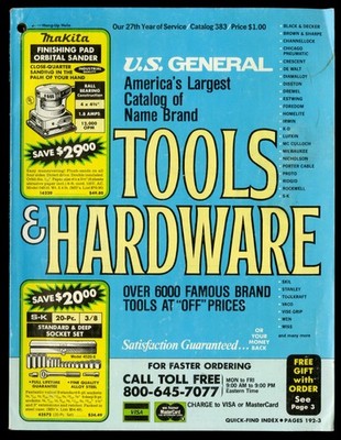 1983 U.S. GENERAL TOOLS & HARDWARE CATALOG NO. 383, CRESCENT, SK ...