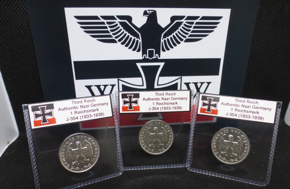 Beautiful 1 Reichsmark Nazi Coin: Genuine Nickel Third Reich WW2 ...