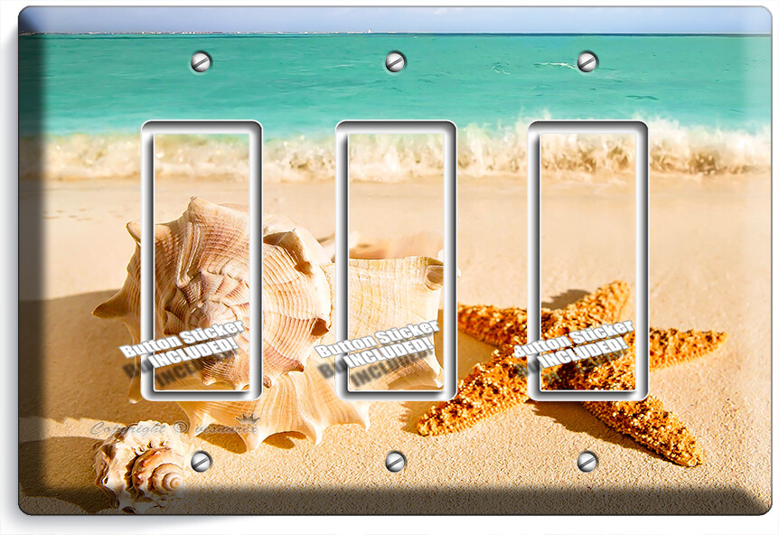 SEA SHELL STARFISH SANDY BEACH LIGHT SWITCH PLATE OUTLET BATHROOM ...