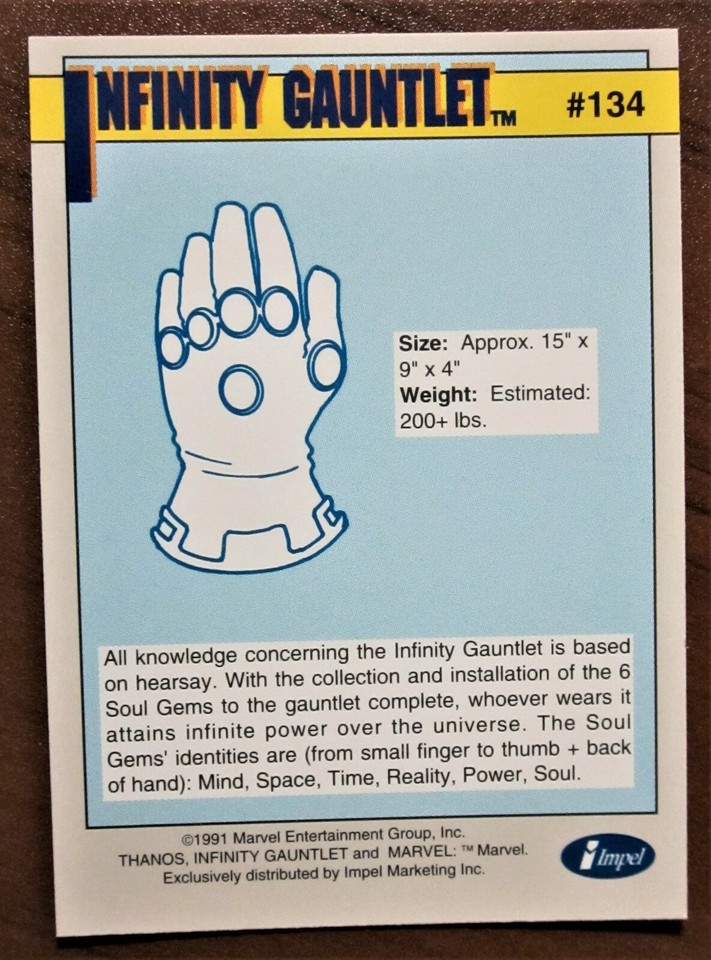 1991 Impel Marvel Universe Series -INFINITY GAUNTLET Card #134 - NM/MT ...