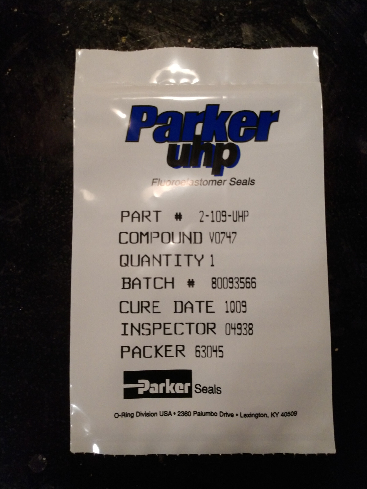 Parker O-Ring Compound V0747 PN 2-109-UHP Applied Materials/AMAT 3700 ...