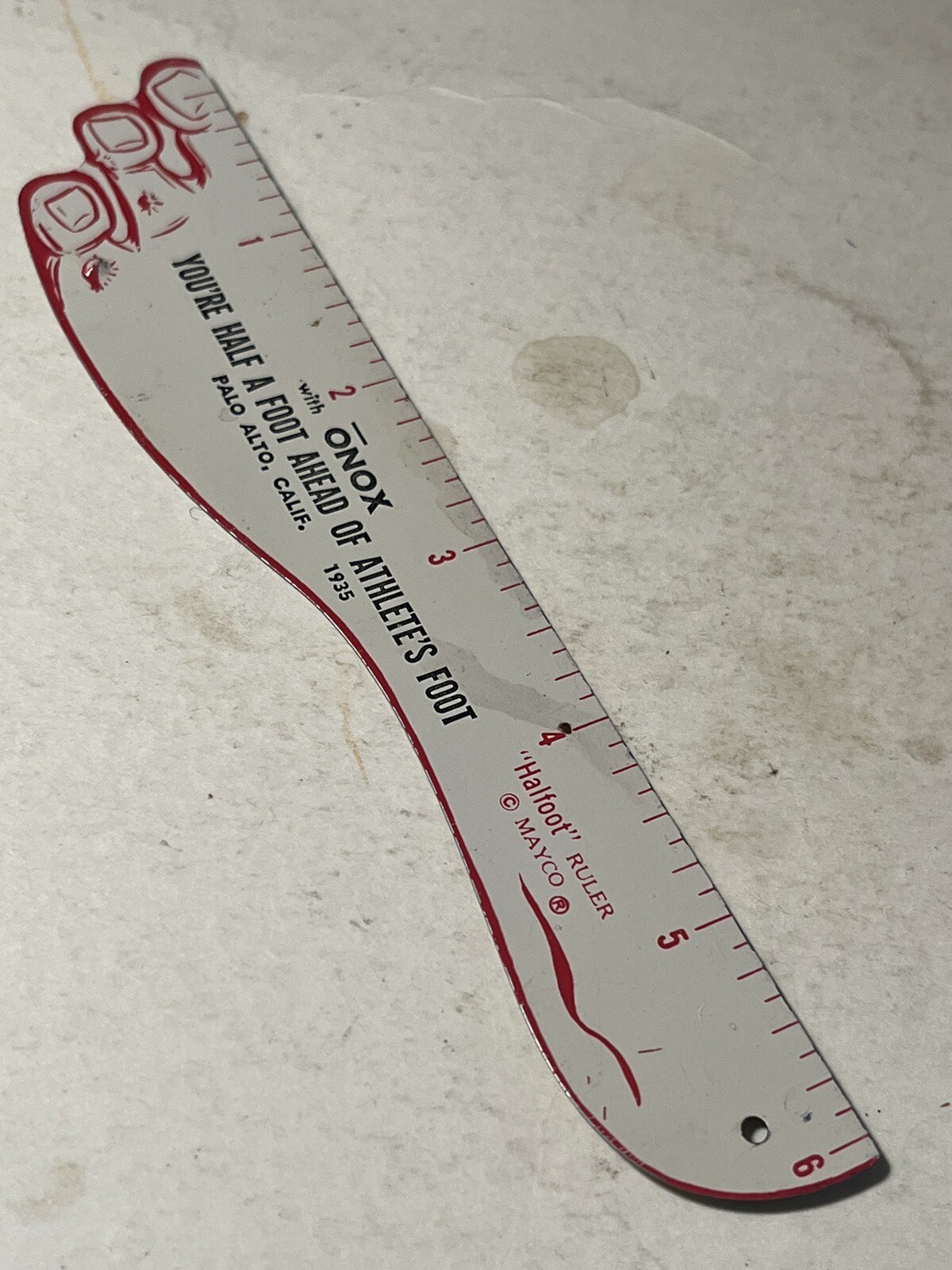 Vintage 1935 Metal 6” Halfoot Ruler ONOX Athlete’s Foot, Marco Palo ...