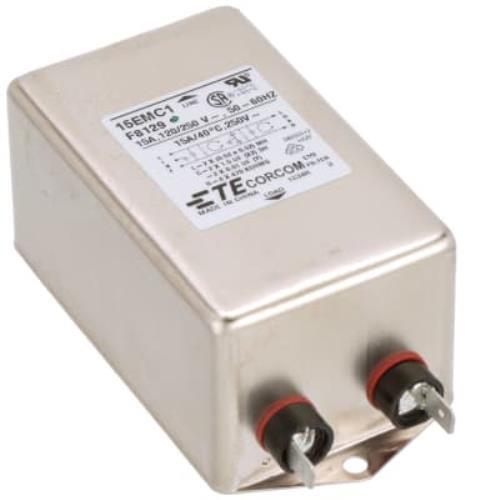 TE AMP 15EMC1 Power Line Filter 15A 250VAC PCB Mount Faston UL CSA ...
