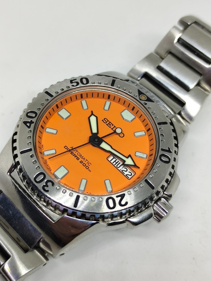 PRE OWNED RARE SEIKO DIVER ORANGE KNIGHT 7s26-01X0 SKXA61 AUTO MENS ...