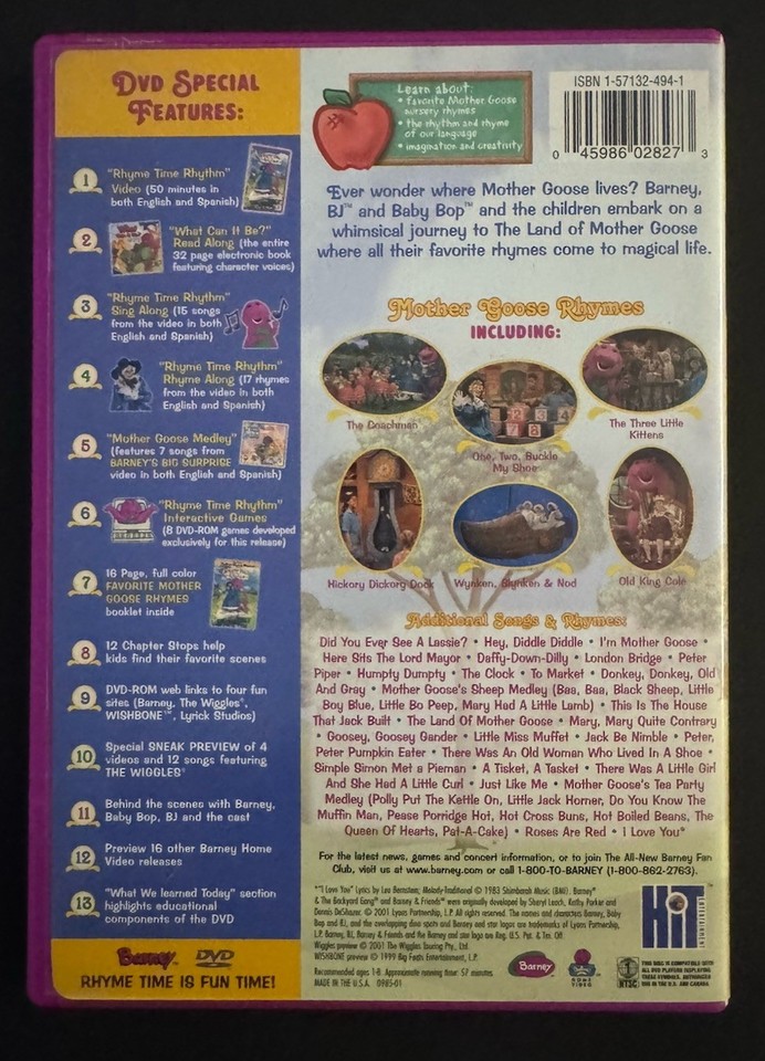 Lot of 4 Barney DVD - Educational DVDs - Farm, School, Rhyme, Musical ...