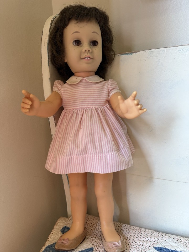1960’s Mattel Chatty Cathy Dark Hair Eyes Freckle Original Dress String ...