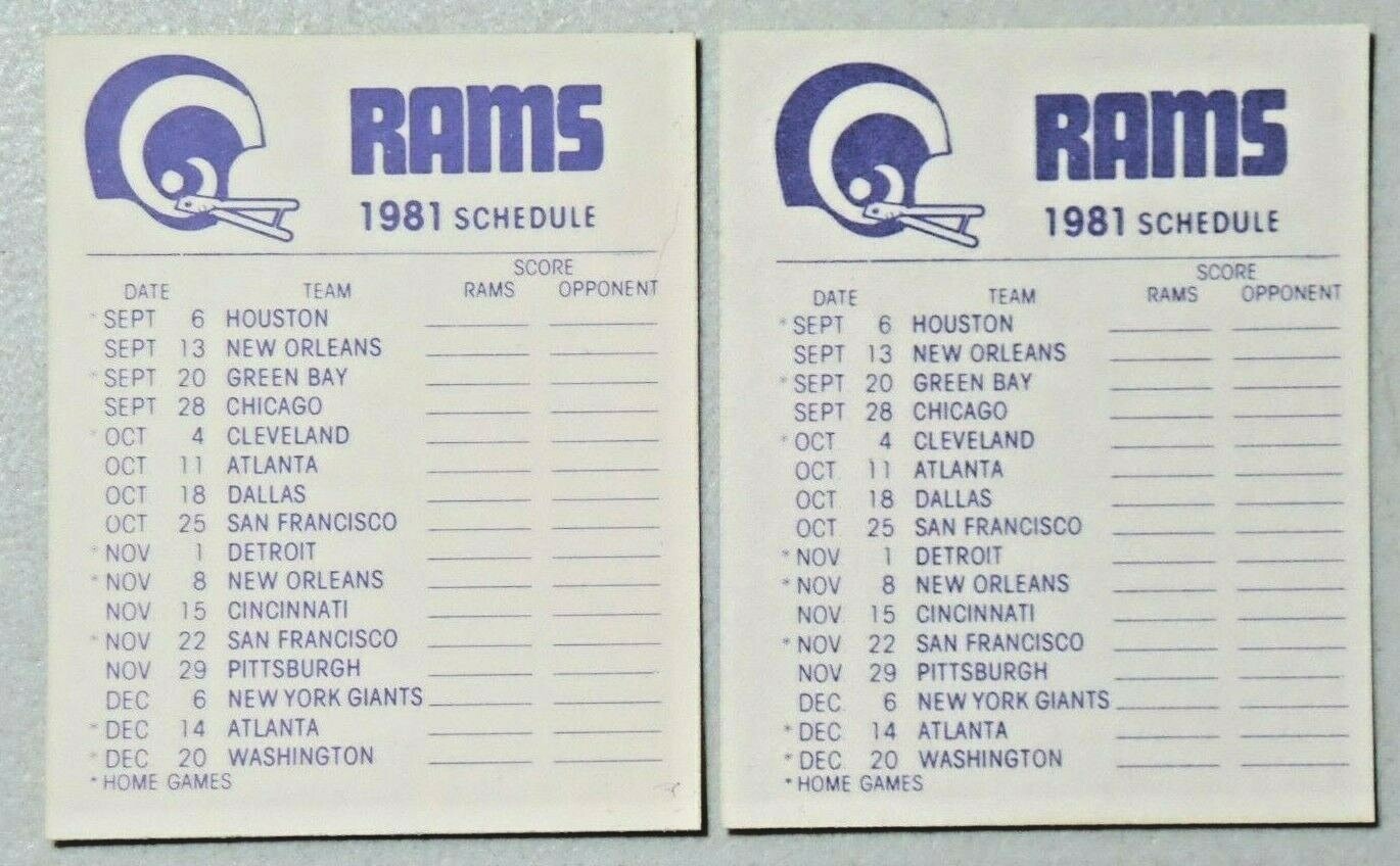 Los Angeles Rams 1981 Fleer NFL Football Team Action Logo Helmet ...