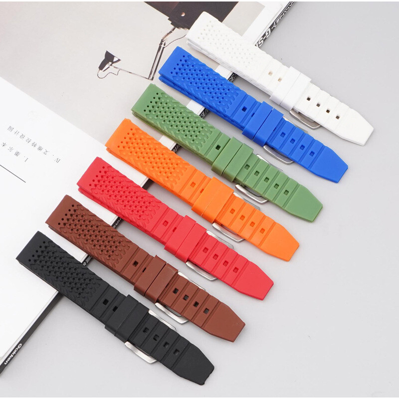 Breathable Silica Gel Watch Band Rubber Strap 16 18 24 20 22mm Silicone ...