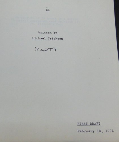 E.R Pilot First Draft Shooting Script Screenplay | eBay