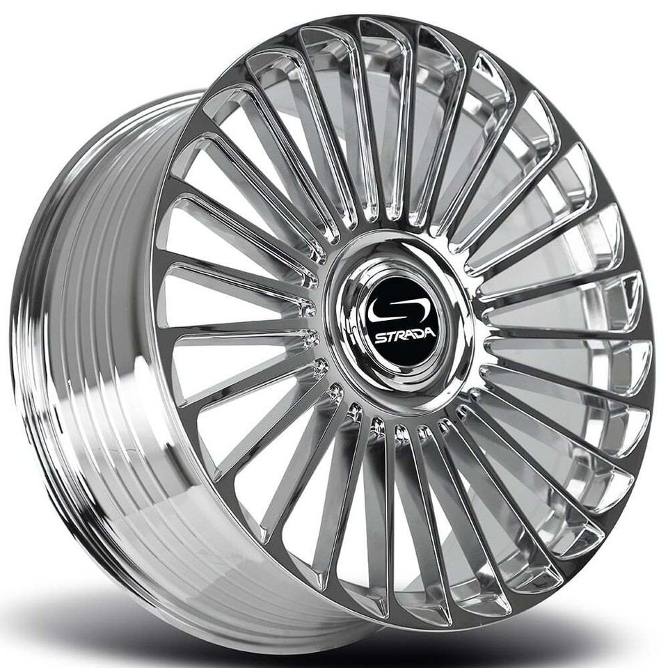 22" Staggered Strada Wheels Martello Chrome Floating Cap Rims (4 Pcs ...
