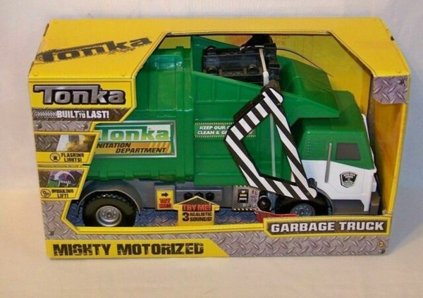 Tonka Mighty Motorized Front Loading Garbage Truck - Green Model ...