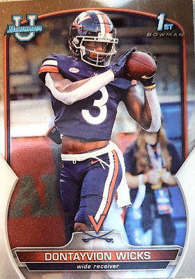 DONTAYVION WICKS 2022 TOPPS BOWMAN UNIVERSITY CHROME ROOKIE CARD #96 ...