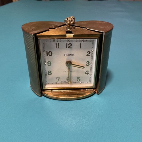 VINTAGE TRAVEL ALARM CLOCK BY SEMCA, SEVEN JEWELS, DESIGN GERMANY ~1930 ...