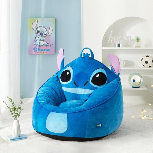 Blue Bean Bag Chair Kids Stitch Compressed Foam Character Seat Sofa ...