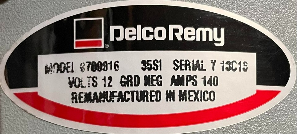 8700016 Genuine Delco Remy Alternator 35SI 12V 140A OEM - New | eBay