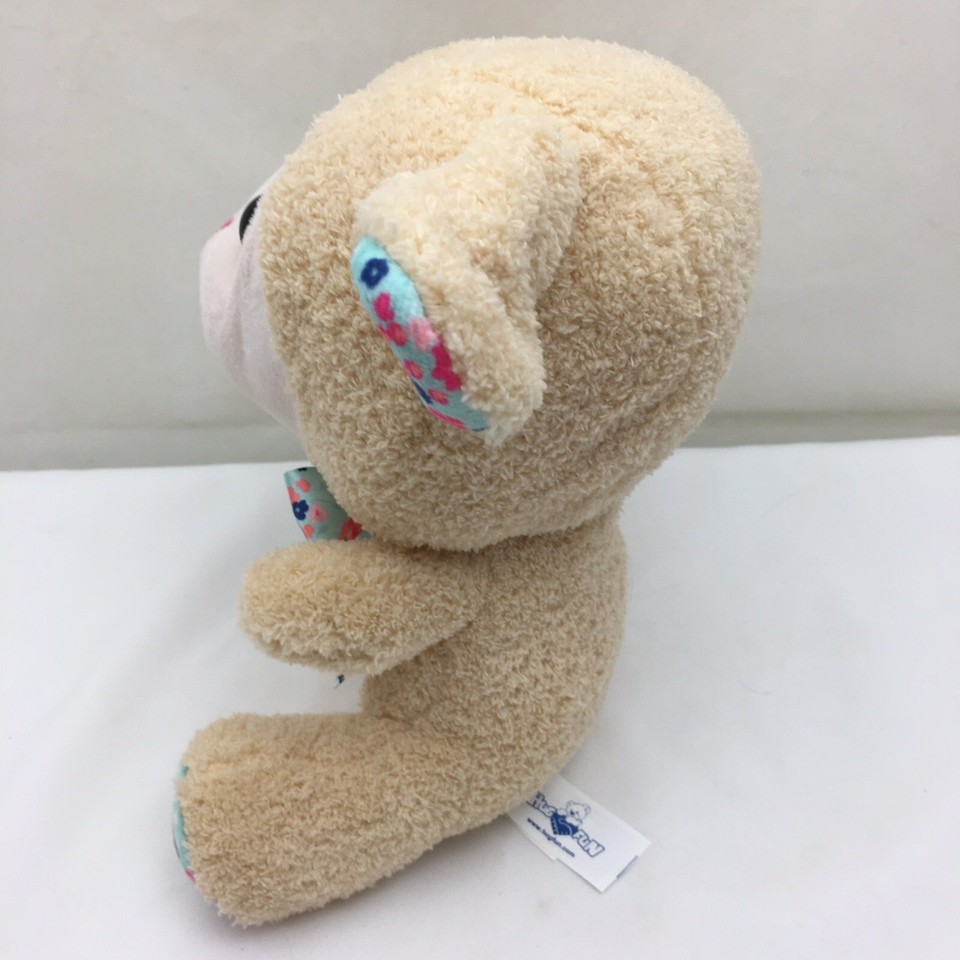 Tan Lamb Sheep Floral Bow Feet Ears Beige Pink Nose HugFun Plush 9" Toy ...