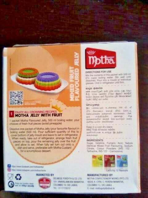 MOTHA Mixed Fruit Flavoured Jelly Crystals Sweets 100g One Packet free ...