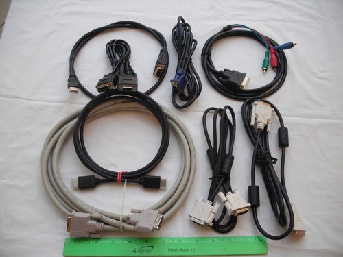 Lot of 8 Assorted DVI HDMI VGA Video Cables, Display, Monitor, AV ...