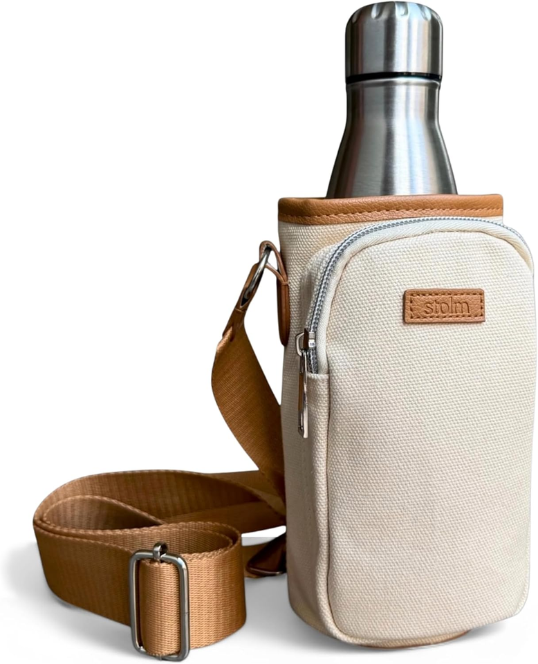 Insulated Water Bottle Canvas Cotton Carrier – Stylish & Compact Sling ...