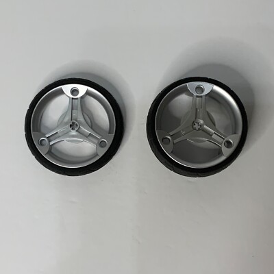 LEGO Technic Wheel Futuristic 70x28 Metallic Silver Rim Black Tire Set ...