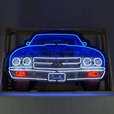 CHEVELLE SS GRILL NEON SIGN 51 x 31 CHEVY GARAGE DECOR MEN CHEVROLET ...