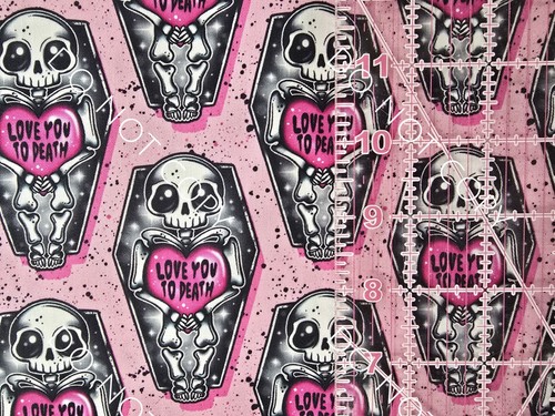 100% Cotton Woven Novelty Fabric Love You To Death By The 1/4 Yard 9x56 ...