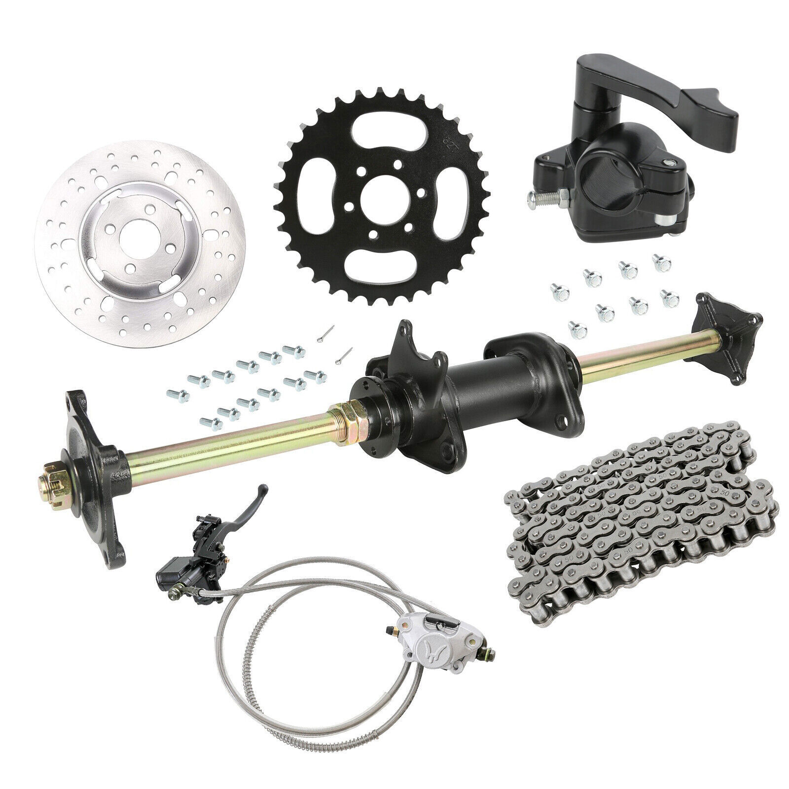 Complete 32" Rear Axle Hub Kit Sprocket,Brake For Gy6 110- 250cc ATV Go ...