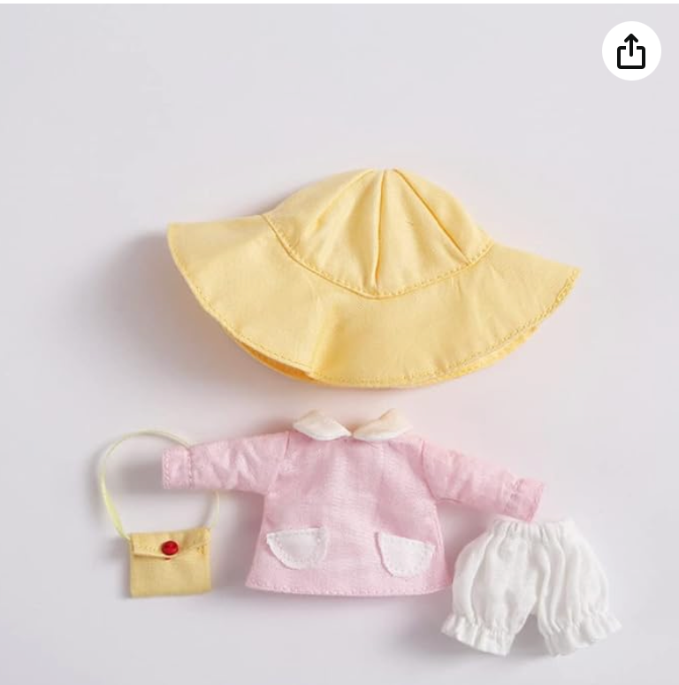 1 Handmade Set Kinder School Outfit For OB11 1/12 Dolls Pink and Yellow ...