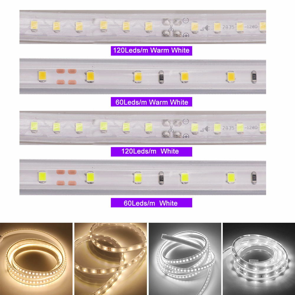 230V LED Strip Dimmbar Lichtleiste Lichtband 2835 Flexibel Kabel Licht ...