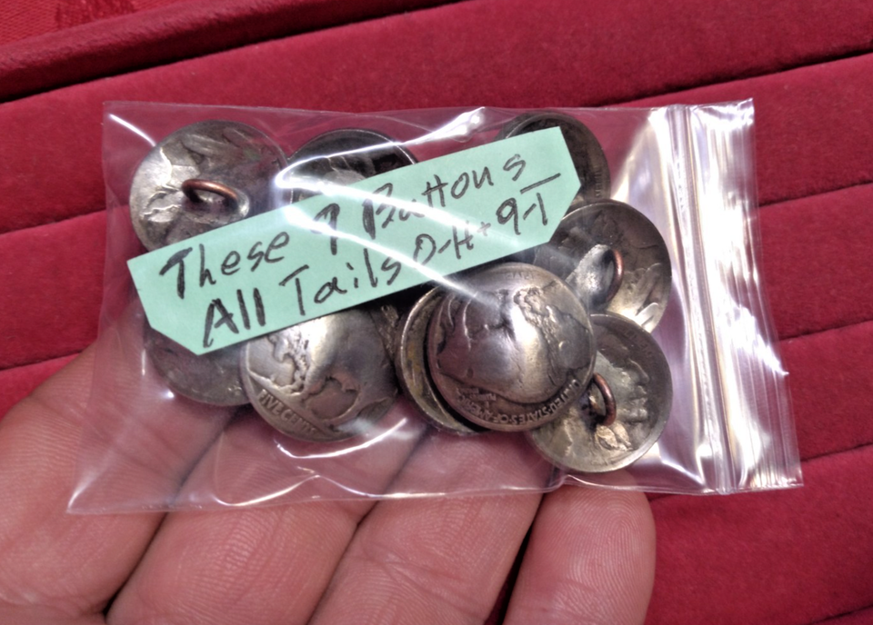 9 Genuine US Buffalo Indian Head Nickel Domed Shank Coin Buttons 3/4"4 ...