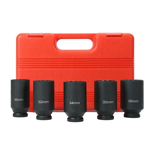 5pc 1/2" Drive 12 Point Drive Deep Spindle Axle Nut Socket Set 30mm ...