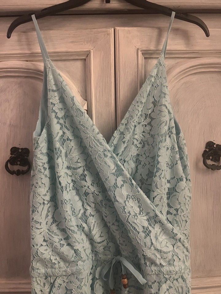 Chaser Surplice Drawstring Lace Mini Light Blue NWT S | eBay