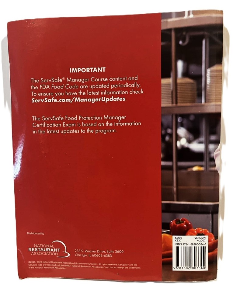 SERVSAFE Coursebook 7th Edition National Restaurant Association Food ...
