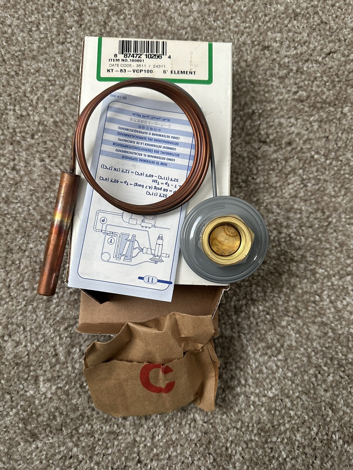 Sporlan Kt-83-vcp100 Thermostatic Expansion Valve 5ft Element for sale ...