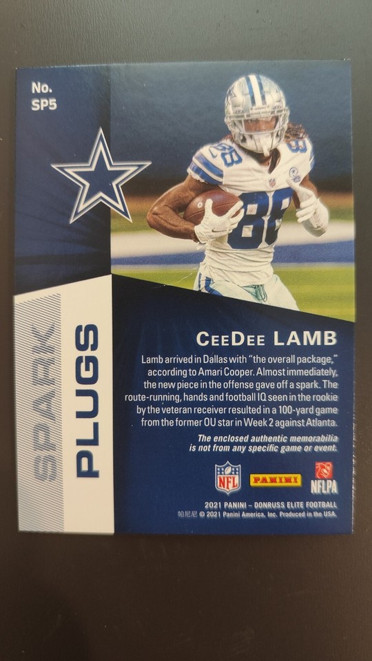 2021 Panini Donruss Elite Spark Plugs Ceedee Lamb #SP5 Dallas Cowboys ...