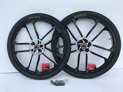 MAGNESIUM BIKE WHEELS 26” FRONT/REAR 8 SPEED 2 DISC FREE TOOL KIT BLACK ...