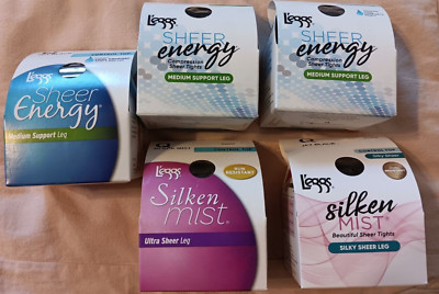 L'eggs Tights Pantyhose Sheer Energy Lot #8 Q Jet Off Black Mist Shaper ...