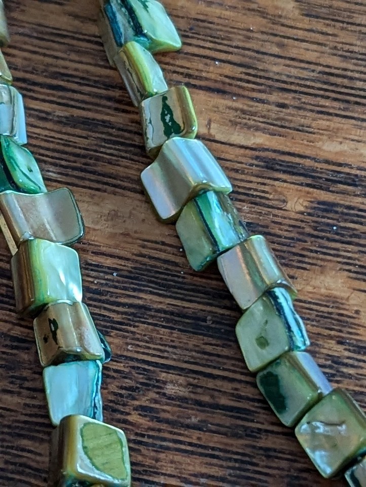 Dyed And Polished Faux Abalone Necklace 34 In Double Strand | eBay