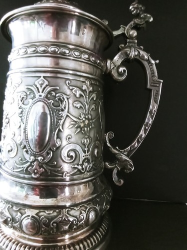 LARGE BEAUTIFUL EUROPIAN CONTINENTAL STERLING SILVER TANKARD | eBay