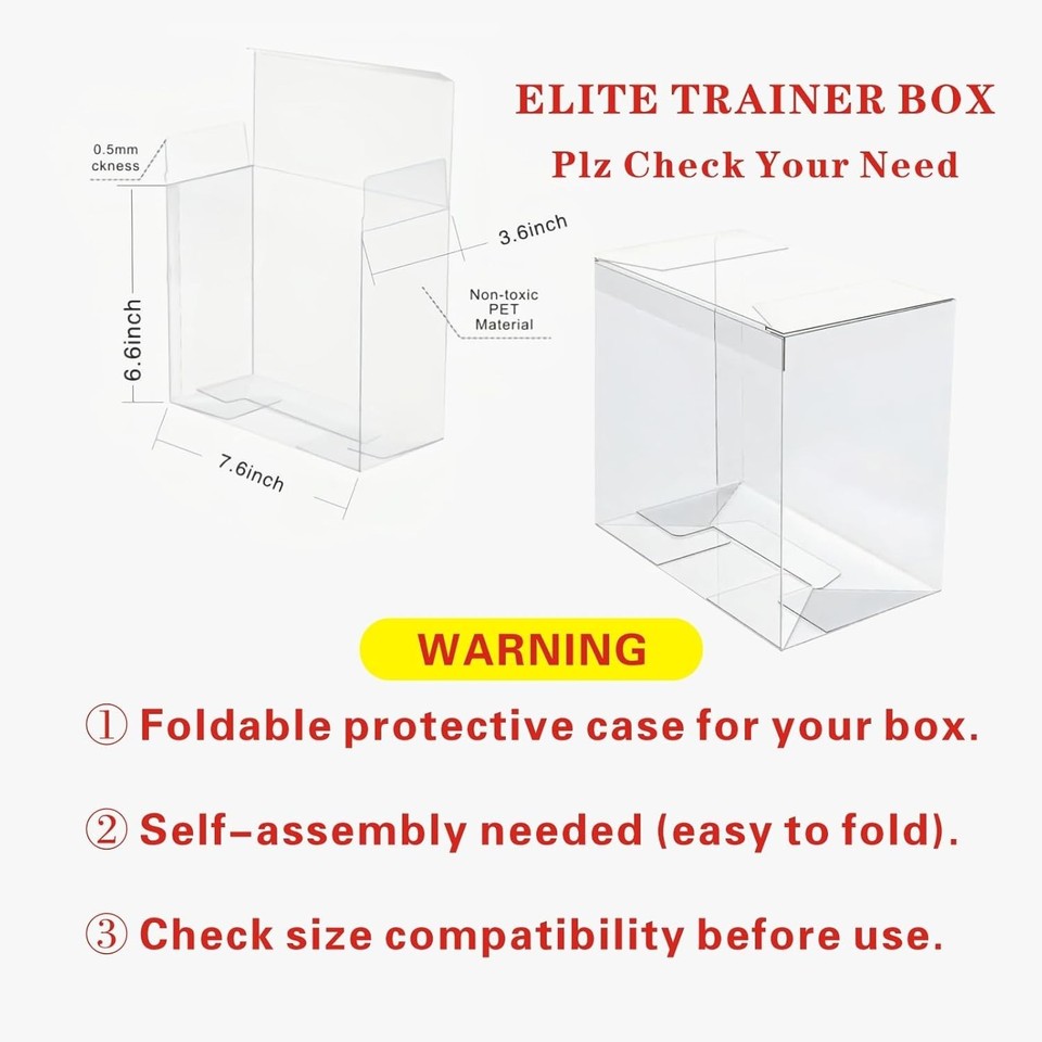 5 Pack Clear ETB Protector Case, 0.5mm Thick Crystal Clear PET Plastic ...