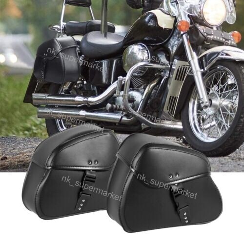 2 X Motorcycle Throw Over Bags Leather Side Saddle Bags Saddlebags ...