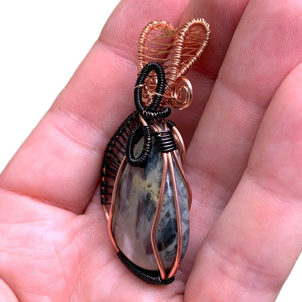 Natural Picasso Jasper Unique Copper Birthday Gift For Him Wire Wrapped ...