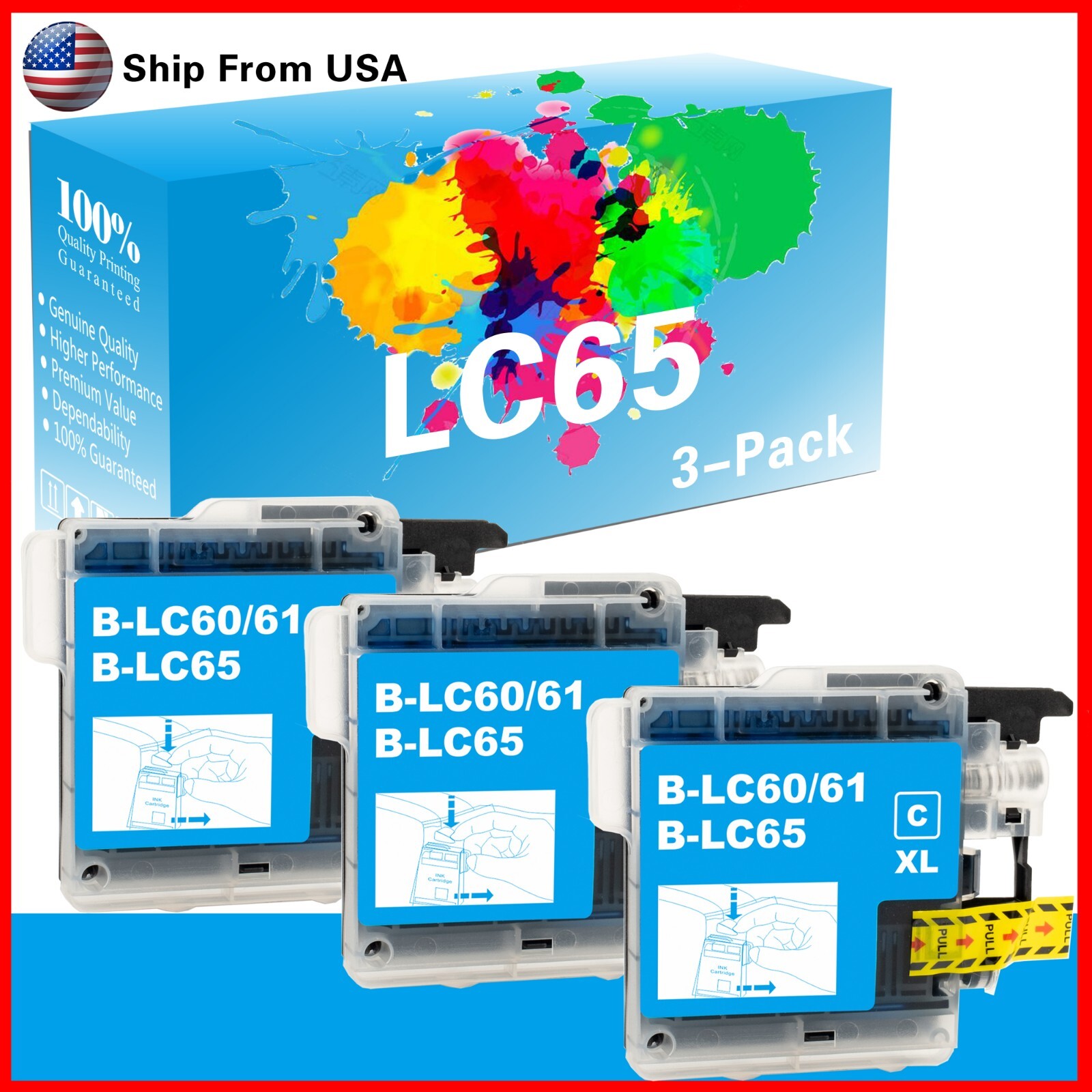 3PK LC65 LC65XL Ink Cartridge for DCP 395CN Printer | eBay