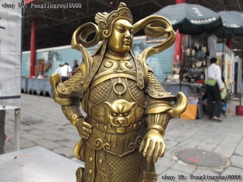 10" Chinese Copper Brass Wei Tuo Veda Warrior Door-God Guardian God ...