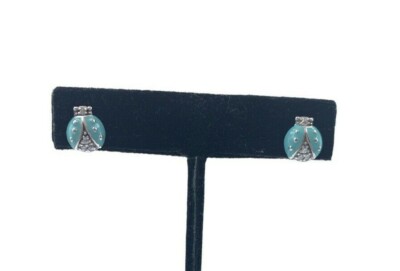 Butterfly Stud Turquoise CZ 925 Sterling Silver Earrings | eBay