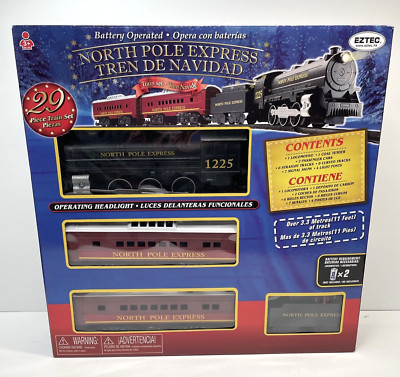 EZTEC NORTH POLE EXPRESS 29 PIECE CHRISTMAS RED TRAIN SET BATTERY ...