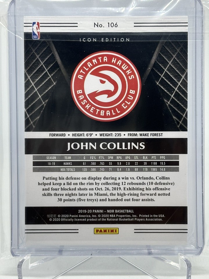 2019 20 Panini Noir John Collins Icon Edition /99 #106 | eBay