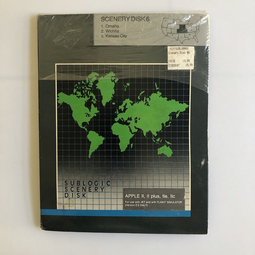 1985 Vintage SubLOGIC Scenery Omaha Wichita Kansas City Apple 2 Flight ...